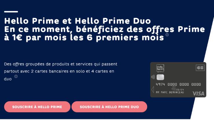 Hello bank : la banque en ligne fait une grosse promo sur son offre Prime