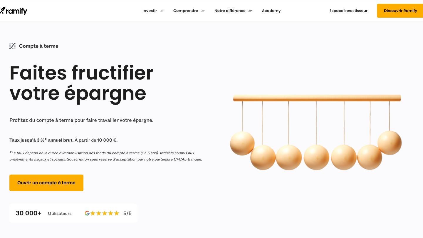 Compte à terme : 3% sur un an, une offre à découvrir chez Ramify